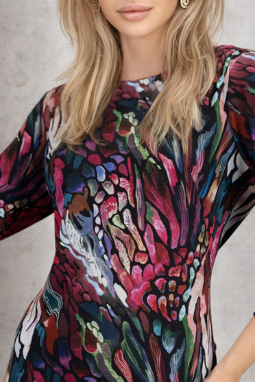 Rochie din jersey imprimat midi cu un croi drept - StarShinerS