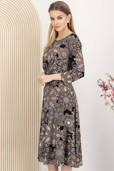 Rochie din lycra neagra midi in clos cu maneci trei-sferturi | S-062205-4