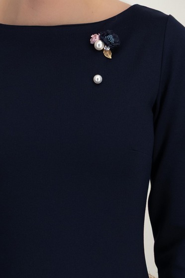 Rochie din jersey dens cu viscoza bleumarin pana la genunchi tip creion ...