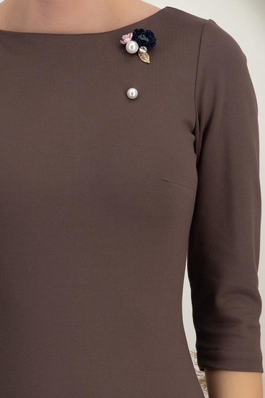 Rochie din jersey dens cu viscoza mocha pana la genunchi tip creion ...