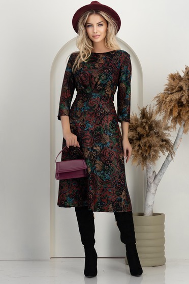 Rochie modal neagra midi in clos cu maneci trei-sferturi | S-062545-2